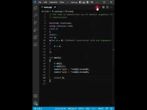 CPP code to demonstrate use of default arguments in Constructors - YouTube