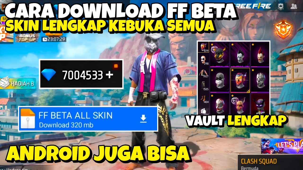 CARA INSTAL FF BETA TESTING DI ANDROID‼️SKIN KEBUKA SEMUA AUTO JADI ...