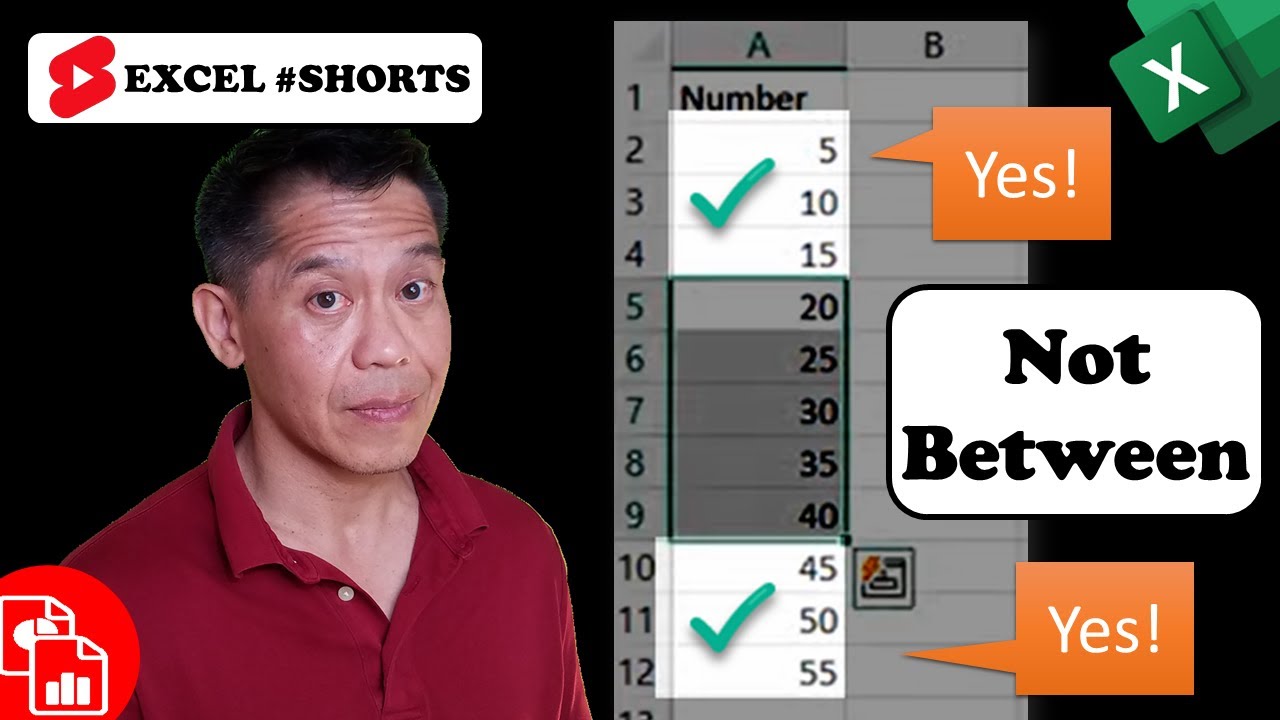 Find Value NOT Between A Range Excel Shorts YouTube Find Value NOT Between A Range Excel Shorts YouTube