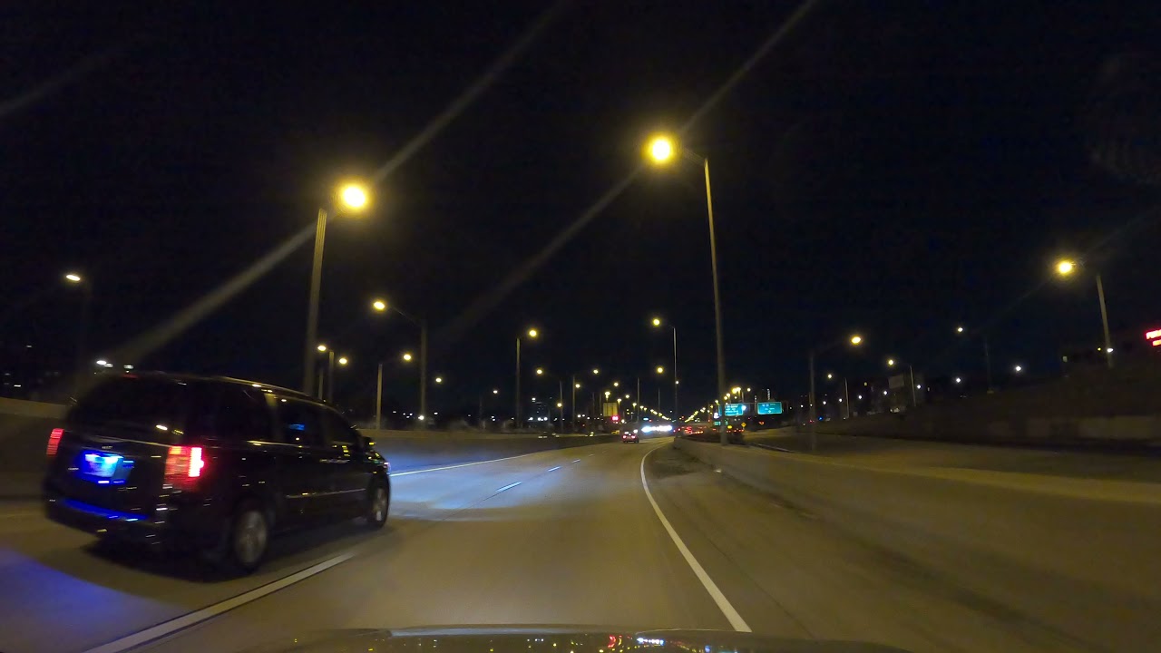 CHICAGO HIGHWAY AT NIGHT DRIVING GOING TOWARD DOWNTOWN CHICAGO FROM ...