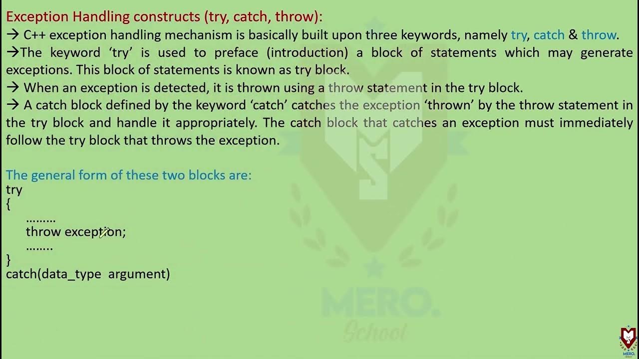 2. Exception Handling Constructs(try, catch & throw) - YouTube
