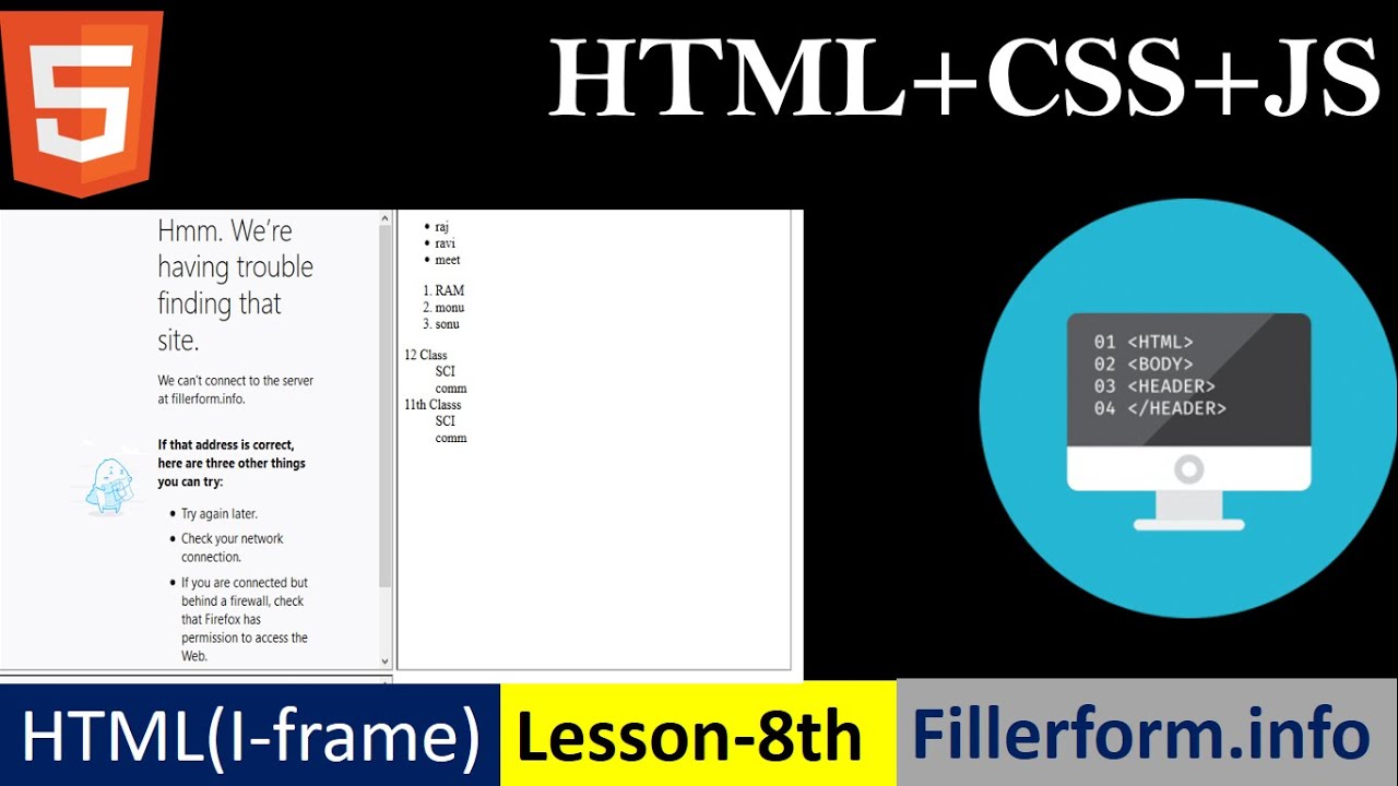 8th Class-How to Make HTML ifraame | web development free course with ...