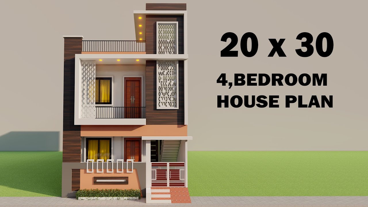 20 by 30 4 bedroom house design,600 sqft makan ka naksha,3D ghar ka ...