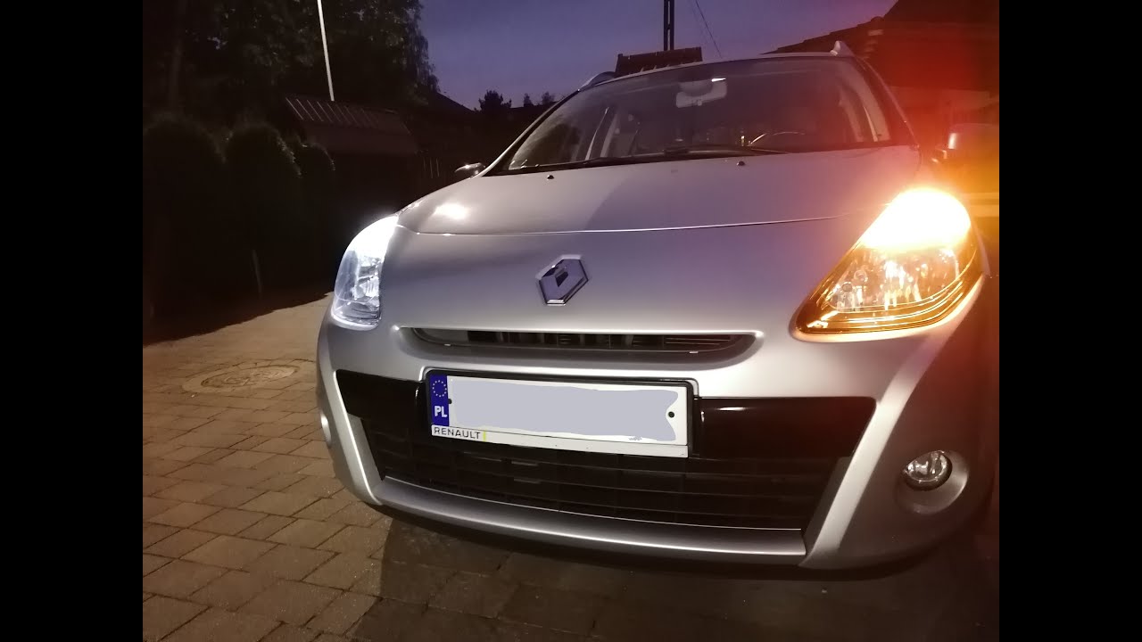Światła LED do jazdy dziennej Renault Clio 3 - YouTube