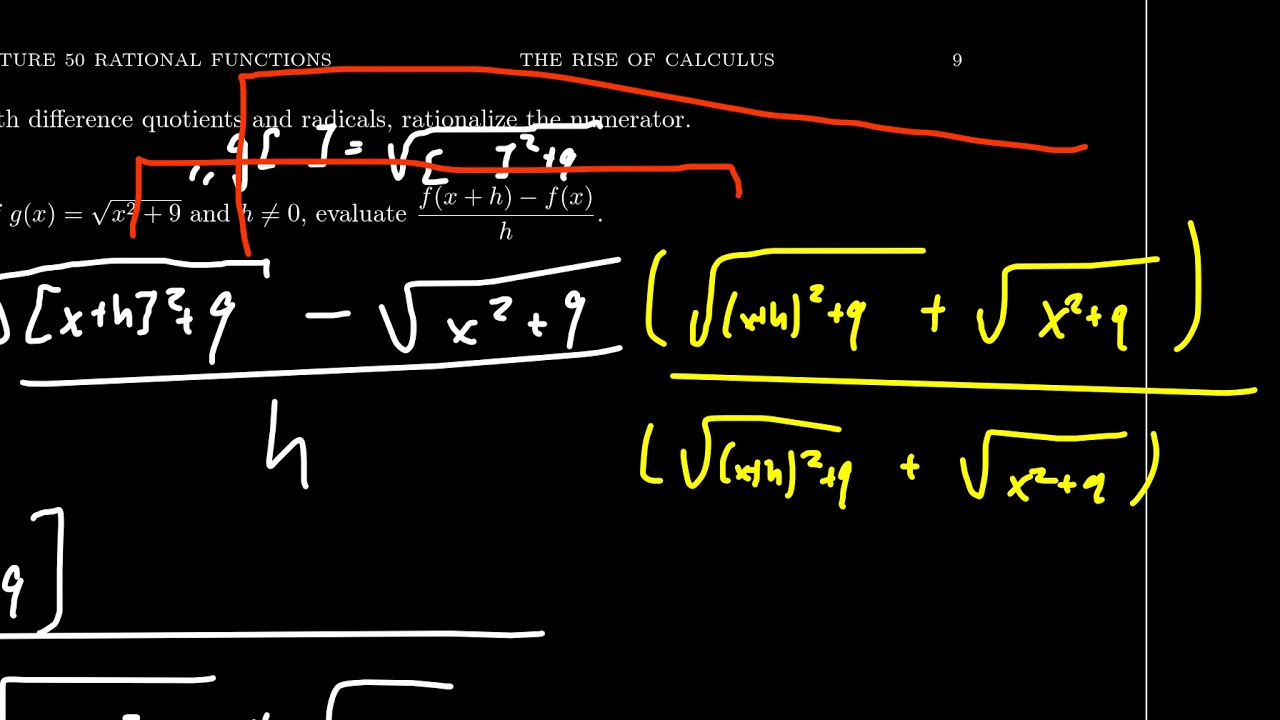 Simplifying Difference Quotients of Radical Functions - YouTube