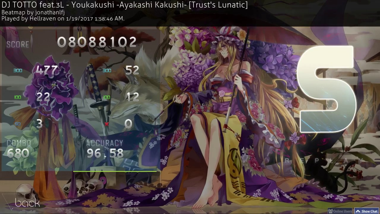 Osu! Perfect Cherry Blossom. (DJ TOTTO feat.3l) {Trust's Lunatic} - YouTube