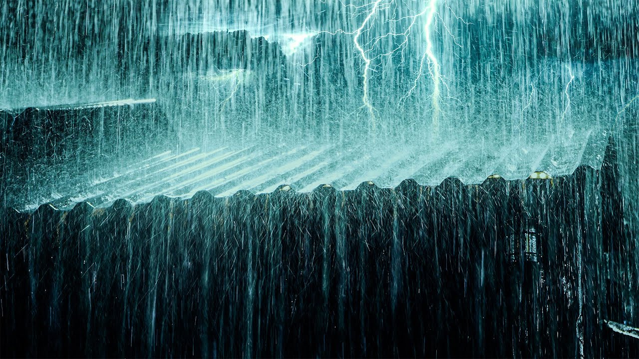 Rainstorm White Noise 10 Hours | Heavy Rainstorm on Tin Roof & Mighty ...