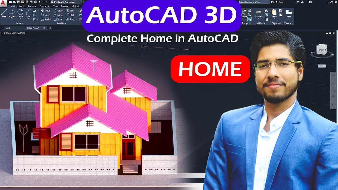 AutoCAD 3D for Beginners Complete House Tutorial | Home with Roof ...