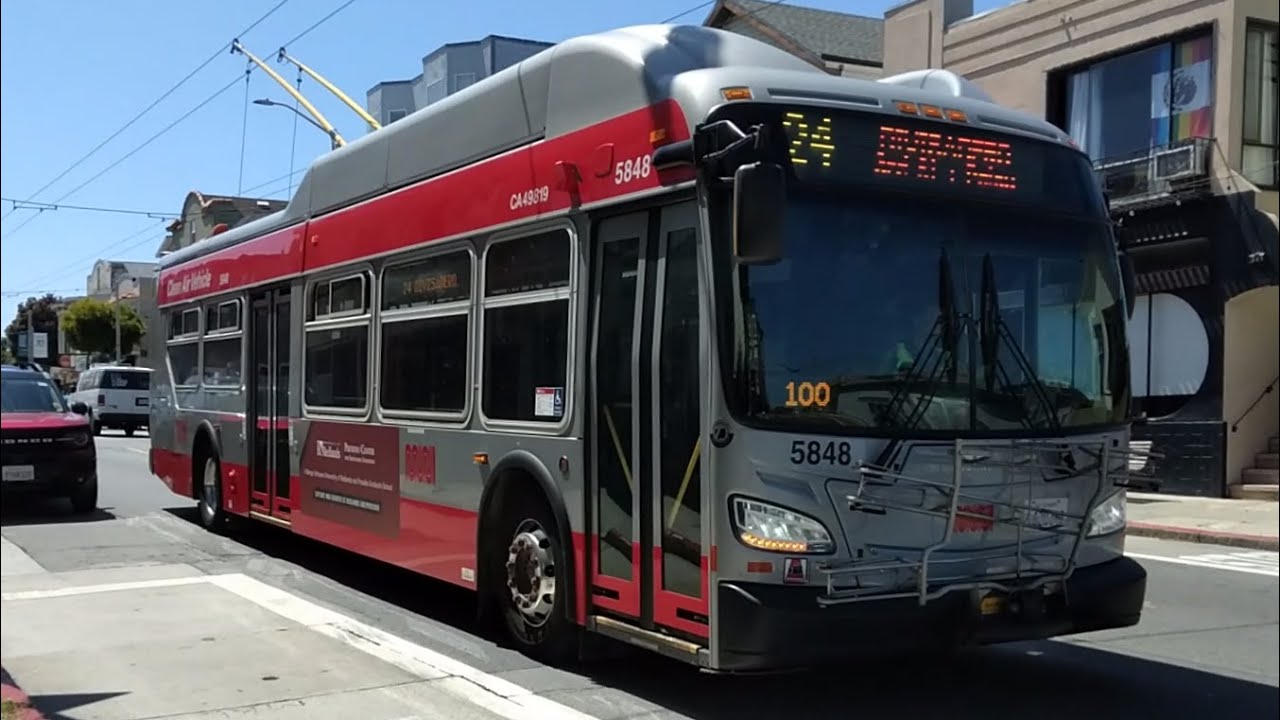 SF Muni 2019 New Flyer XT40 #5848 on Route 24 Divisadero - YouTube