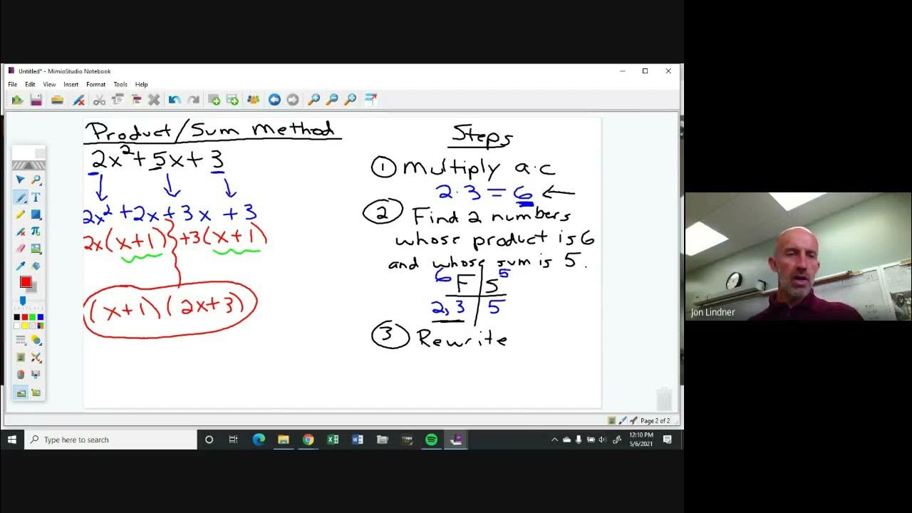 Factoring Quadratics using the Product Sum Method - YouTube