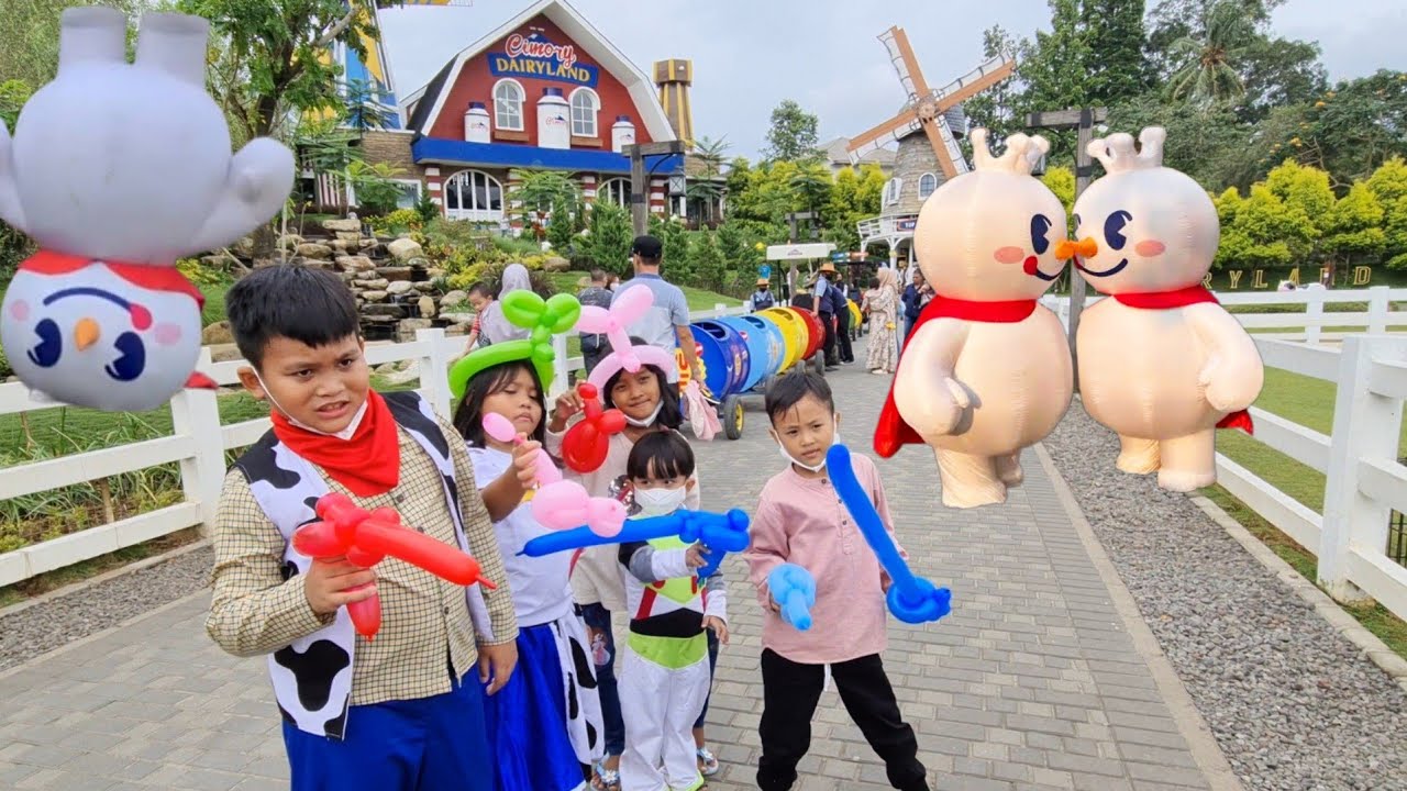 cimory dairyland | mainan anak anak | dapat balon lucu dari badut dan ...