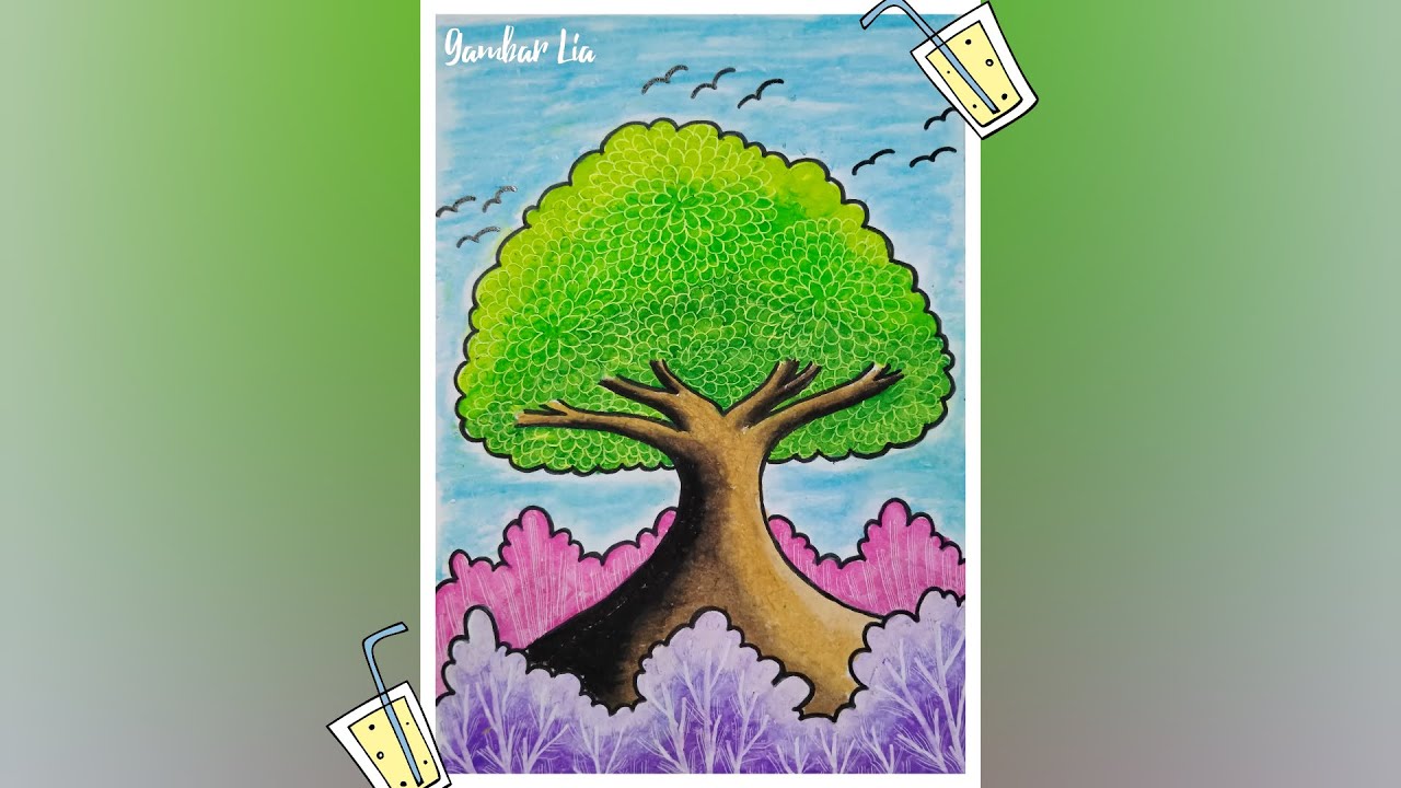 Mudah ! Cara Menggambar dan Mewarnai Pohon dengan Gradasi dan Teknik ...