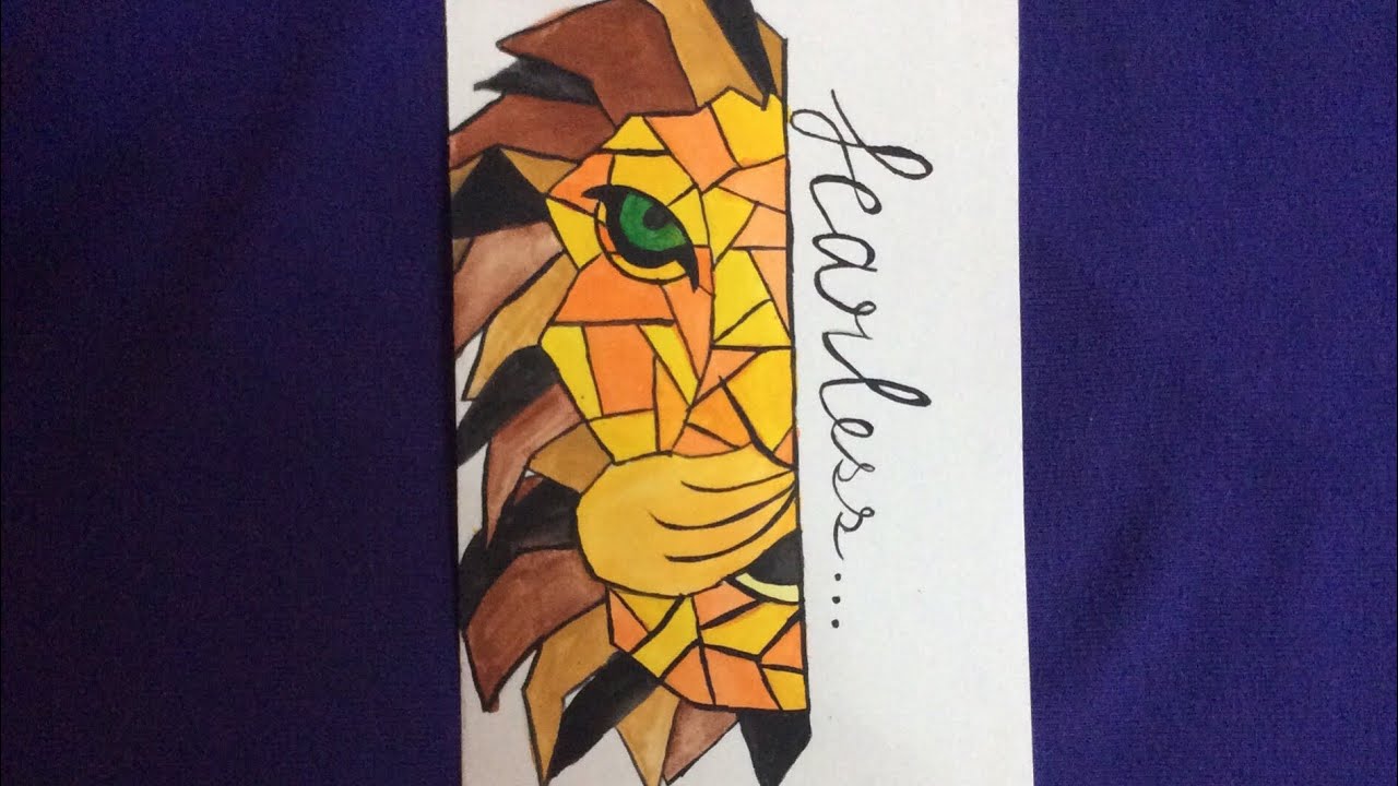 Simple abstract painting of a lion🦁........ - YouTube
