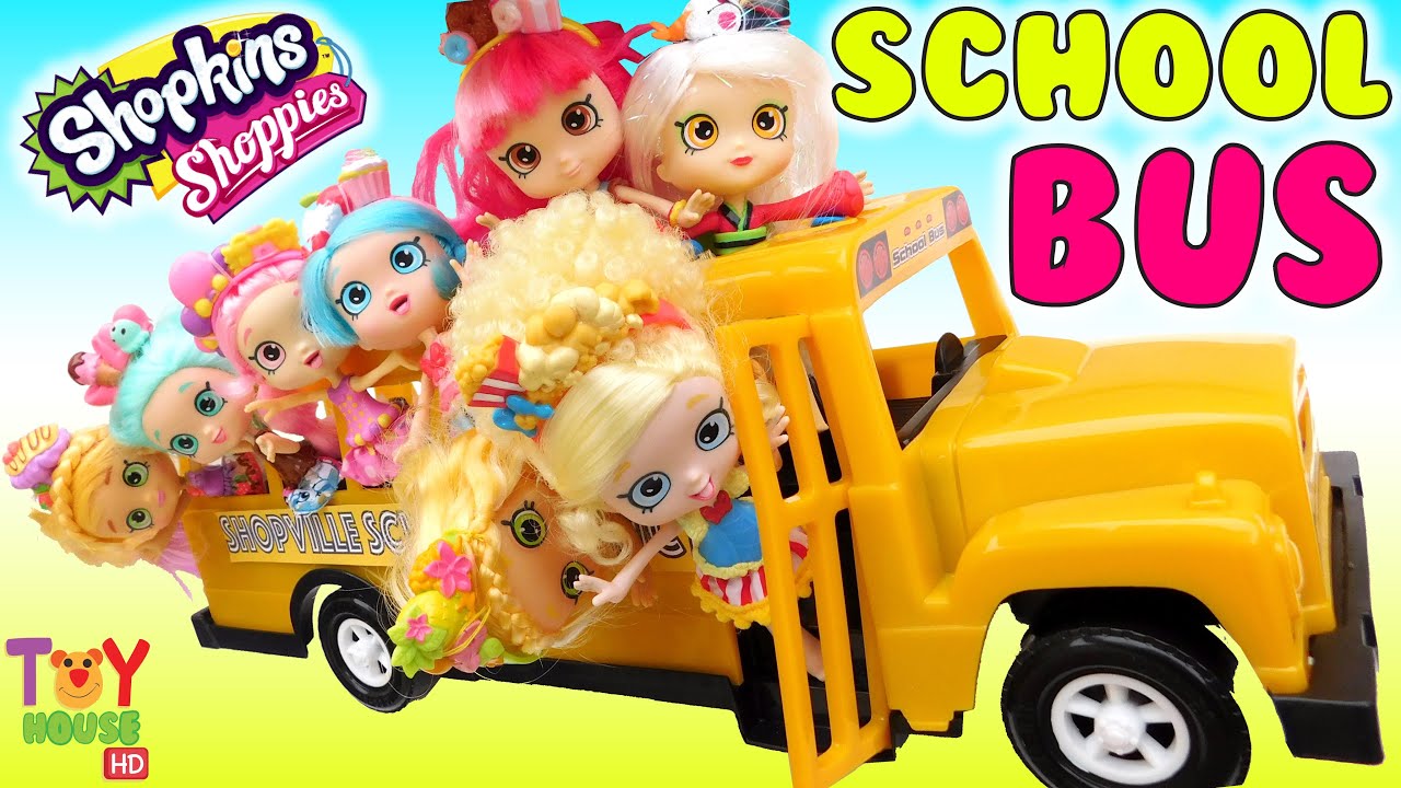 Shoppies go back to school on the SCHOOL BUS! - YouTube