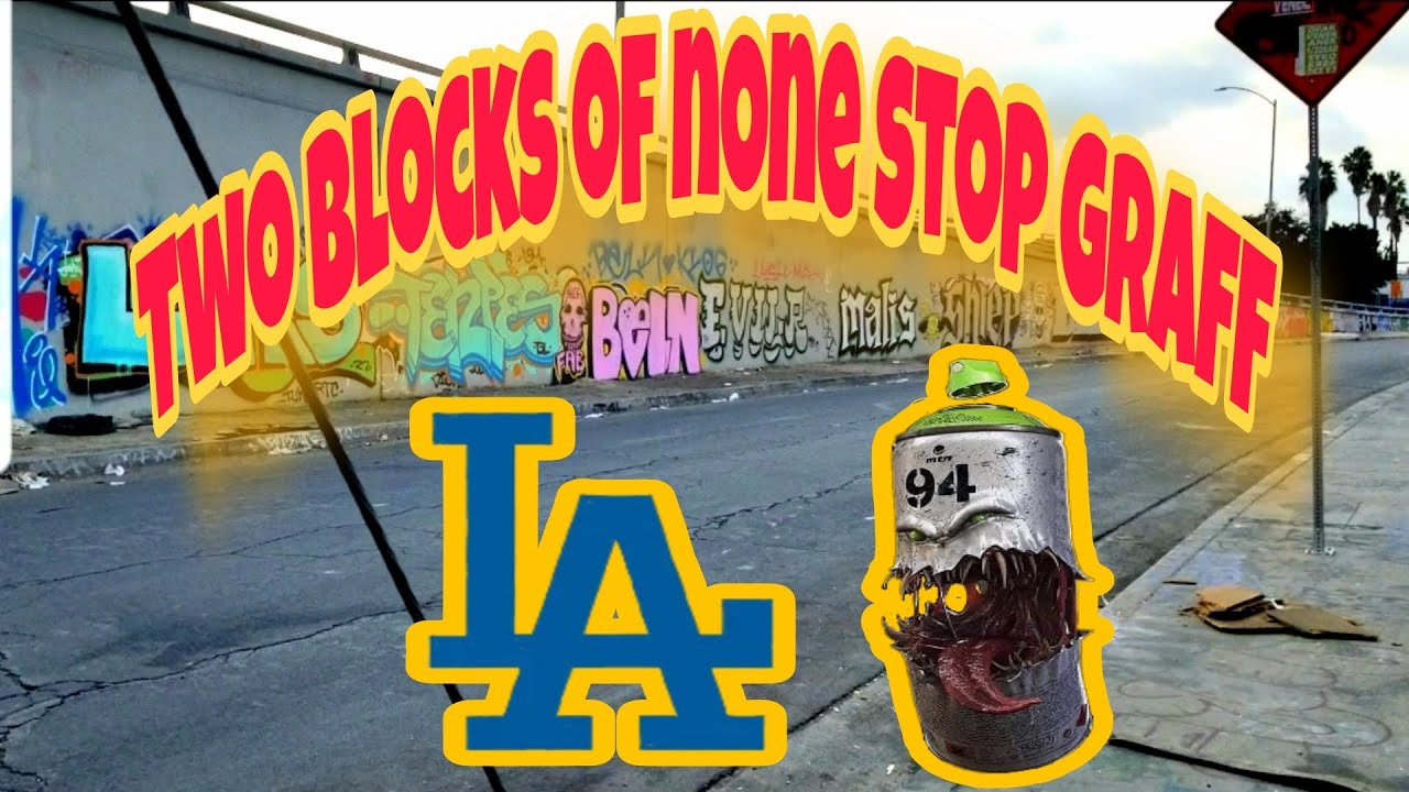 Two blocks of none stop street Graff in the city of los Angeles. # ...