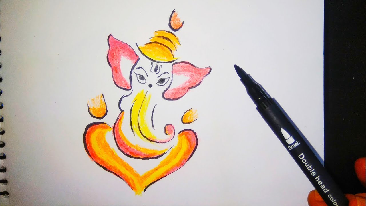 Simple drawing of The Lord Vinayaka || step by step video to draw Sri ...