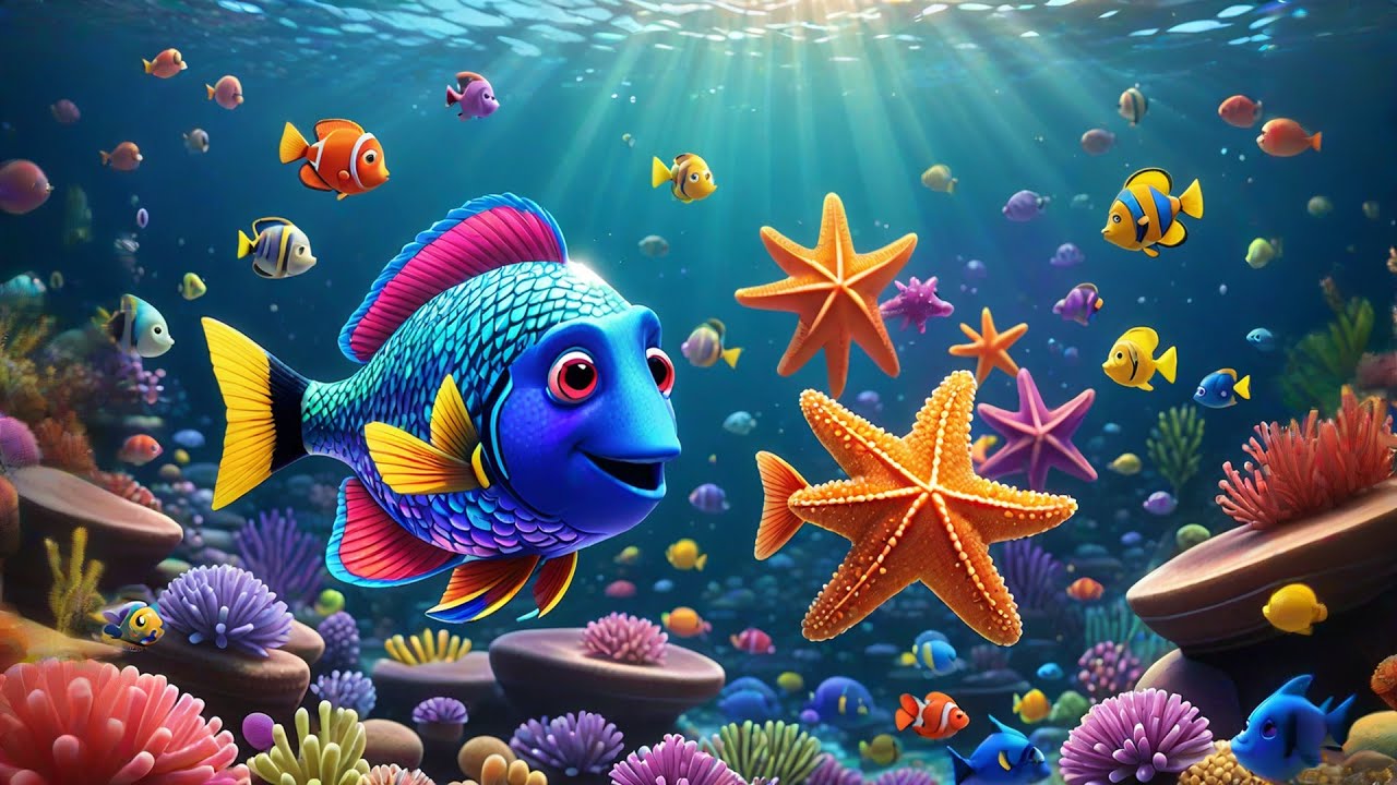 Five Rainbow Fish Sing in a Line | Counting & Ocean Song for Kids ...