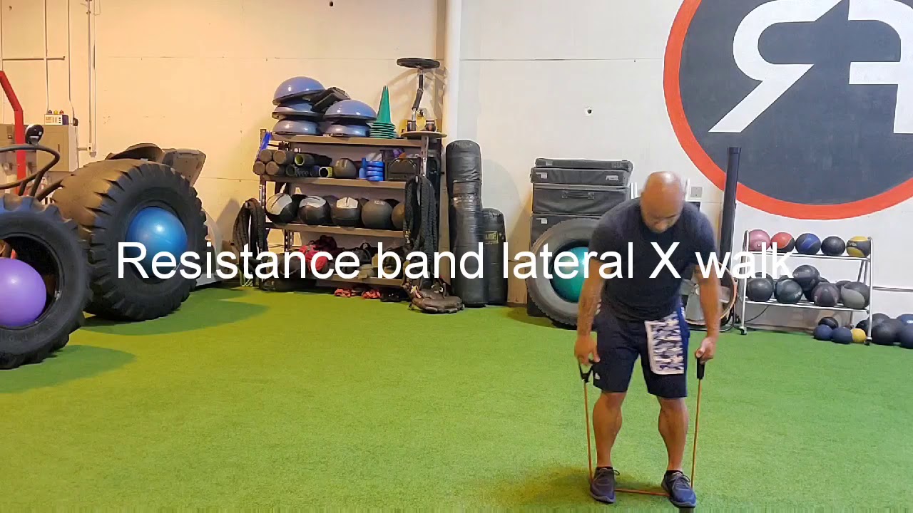 Resistance band lateral X walk - YouTube
