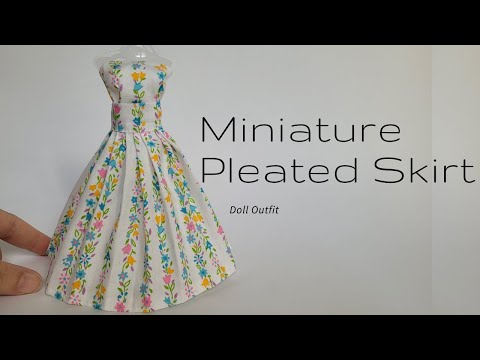 DIY Miniature Pleated Skirt Doll Outfit | Barbie Doll | How to make Barbie clothes