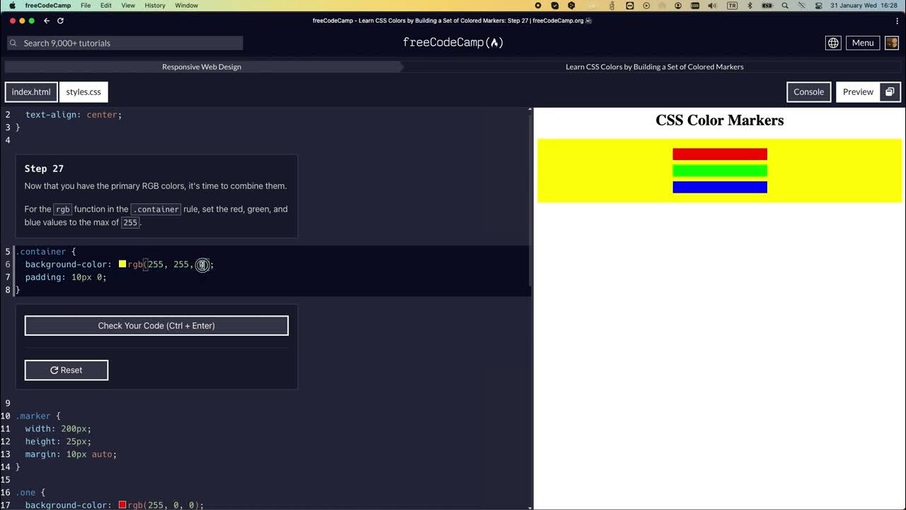 Learn Css Colors By Building A Set Of Colored Markers Step 27 Freecodecamp Html5 Css