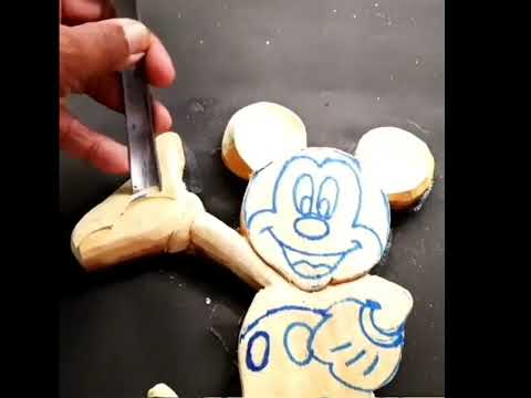 handmade wood carving-mickey mouse sculpture - The person who breathes ...