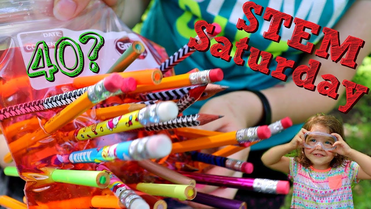 40 pencils + Magic Leak Proof Bag Experiment - STEM Saturdays - YouTube