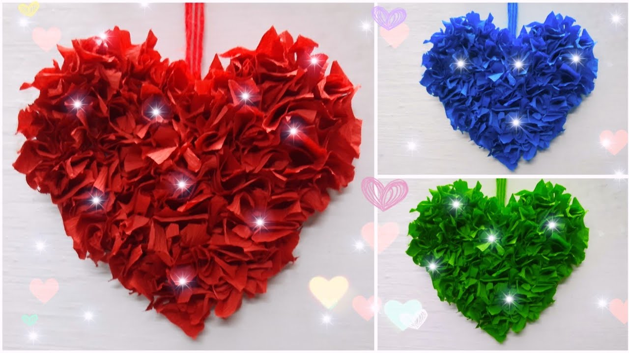 DIY Crepe Paper Heart Wall Hanging..♥️ Valentine's Day Craft - Women's ...