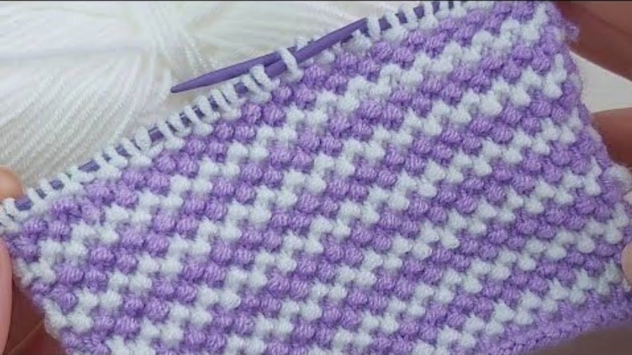 Very easy and beautiful two colours seed stitch Knitting pattern. - YouTube