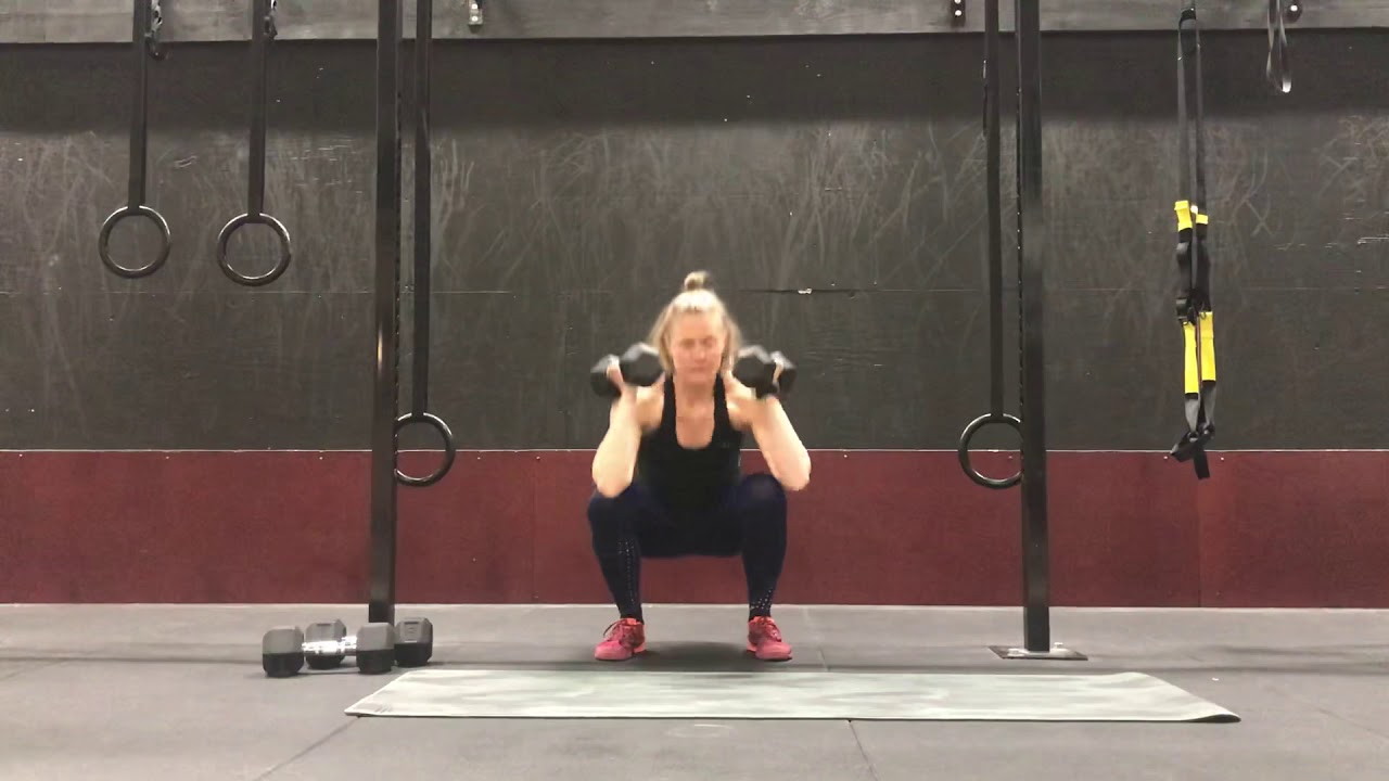 Knäböj med axelpress hantlar - YouTube