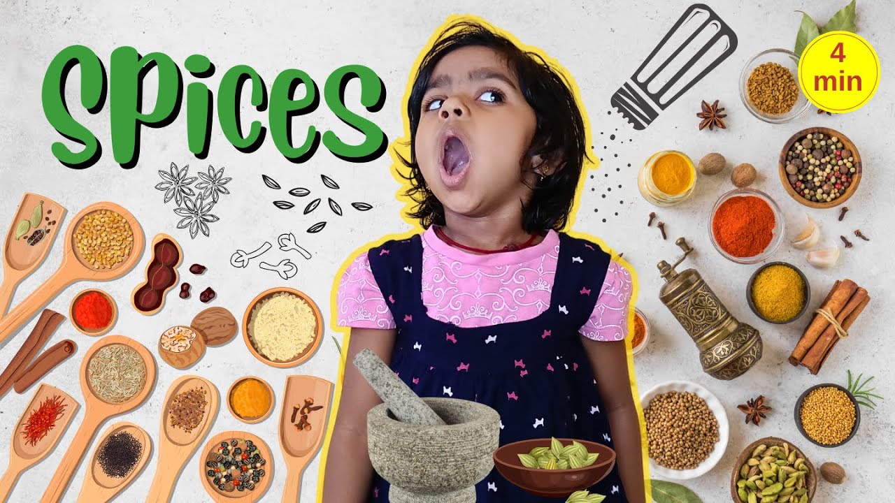 Spices Names for Kids 🧂🍃 English Vocabulary 🌶️ 🍂 🌿 - YouTube