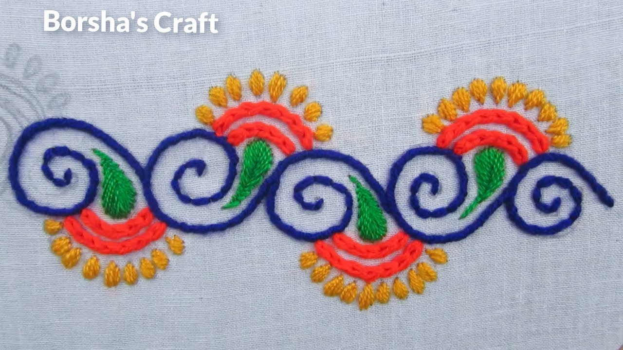 Hand Embroidery, Easy Border Line Embroidery Tutorial, Border ...