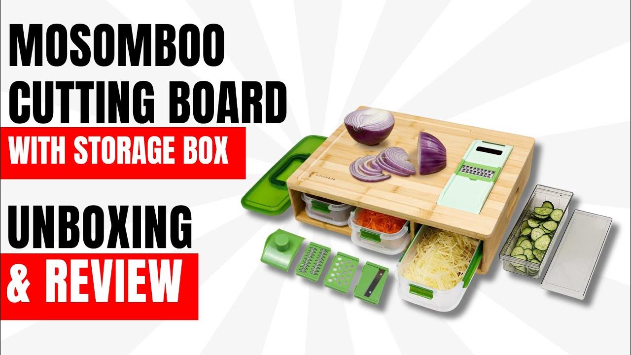 Mosomboo Bamboo Cutting Board with Storage Box: Unboxing and Review - YouTube