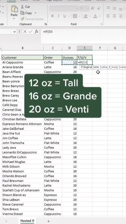 Nestedif in excel #excel #excelworld #cellsinexcel #exceltips #exceleverywhere #excelspreadsheet ...