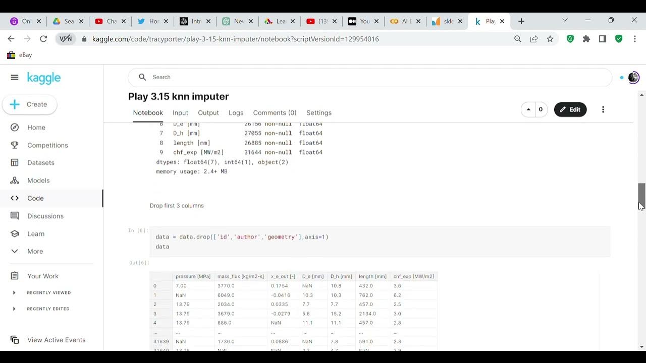 Code review Kaggle Playground season 3 episode 15 KNN imputer - YouTube