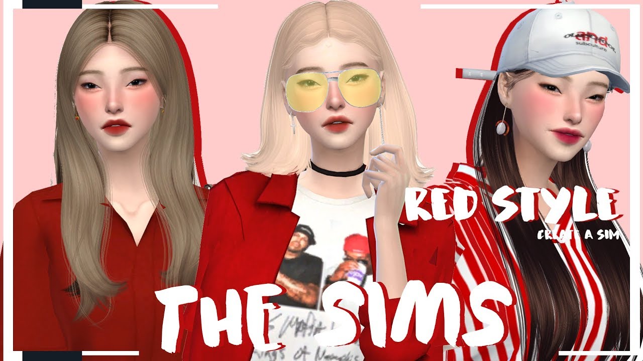 THE SIMS 4 : LOOKBOOK RED STYLE RE-UPLOAD - YouTube