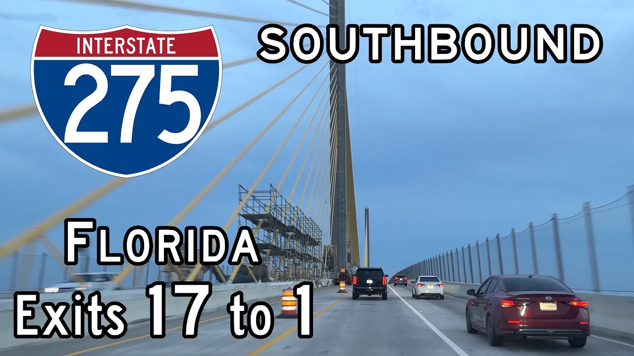 Sunshine Skyway Bridge: Interstate 275 Florida (Exits 17 to 1) Southbound - YouTube