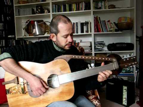 Homemade guitar-sarod (sound test / C major scale) - YouTube