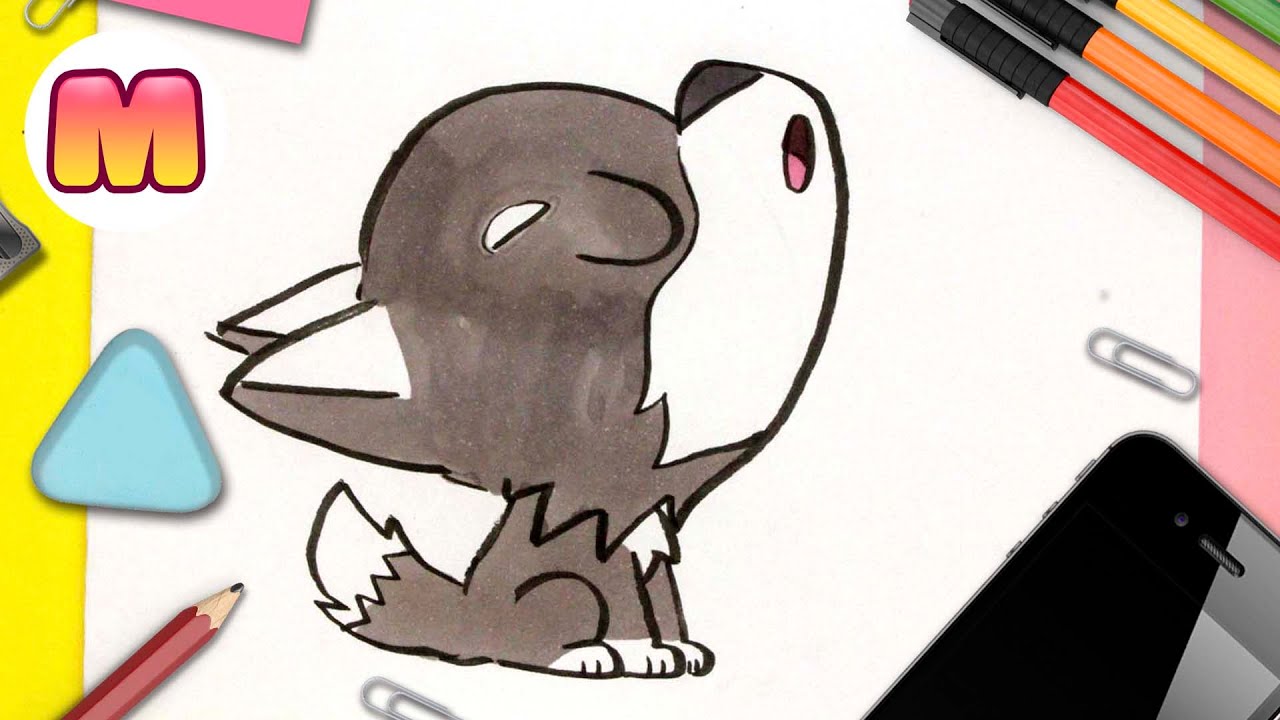COMO DIBUJAR UN LOBO KAWAII PASO A PASO - Como dibujar un lobo aullando ...