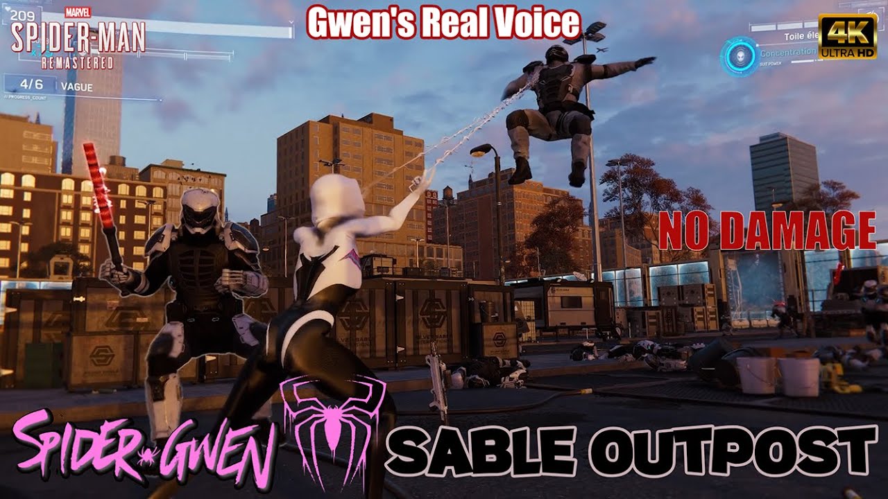 Spider-Man PC MOD 4K : Spider-Gwen Sable Outpost NO DAMAGE - YouTube