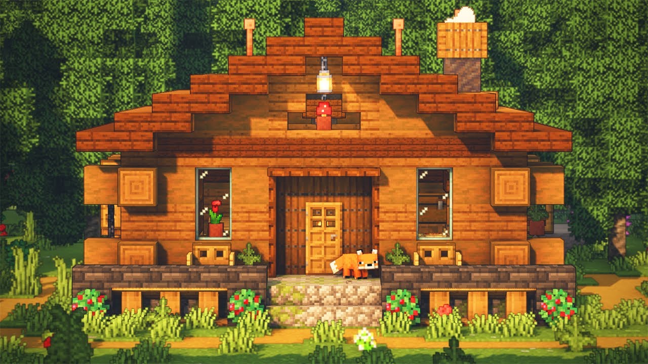 How to Build a Simple Survival Spruce Cabin + Interior in Minecraft ...