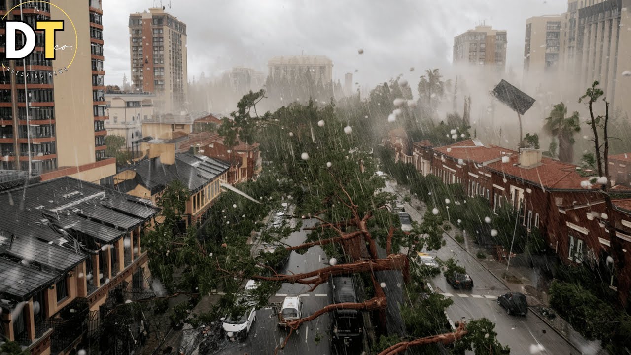 Italy in Chaos Today! Brutal Storm,Massive Hail and 100 km/h Winds in ...