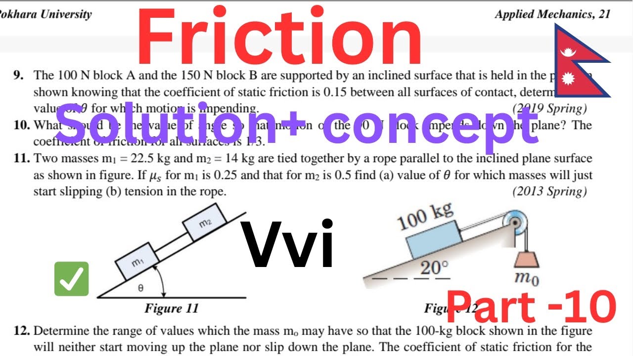 Applied mechanics # Friction # solution and full concept in this one ...