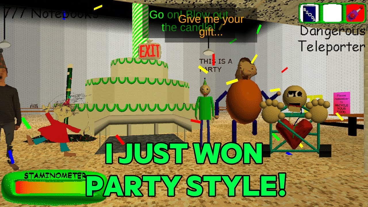 I WON BALDI PARTY STYLE STORY MODE! | Baldi Basics Classic Remastered ...