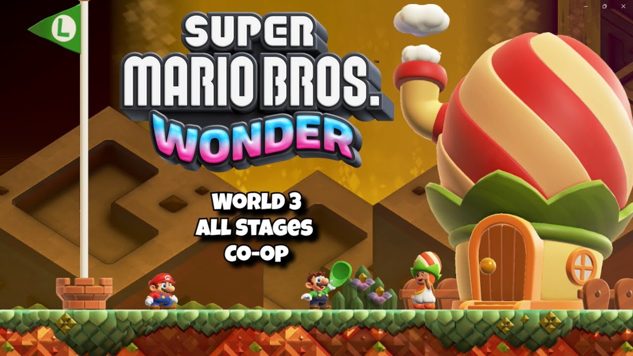 Super Mario Bros. Wonder - World 3 - Shining Falls - All Stages Co-op ...