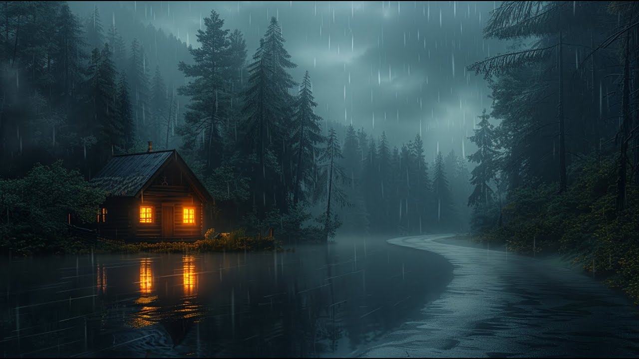 Peaceful Rain Sounds at Night | Sleep in a Misty Forest with ...