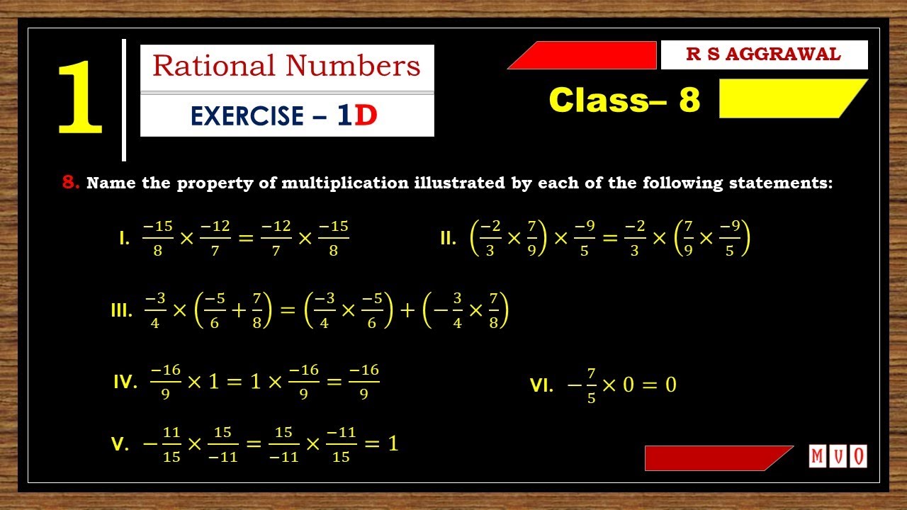Math Class 8 | Exercise- 1D | Qus. 8 | Rational Numbers | Chapter - 1 ...