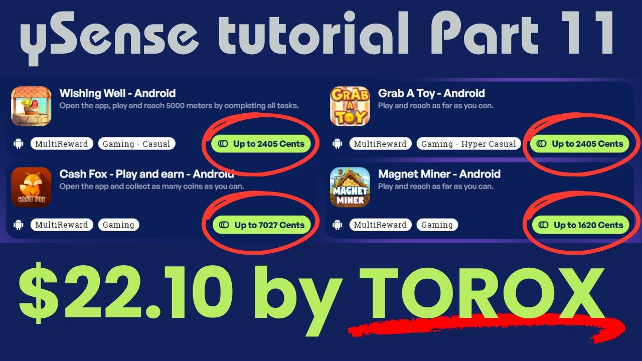 ySense #part11: Get $22.10 by TOROX offerwall 2024 - YouTube