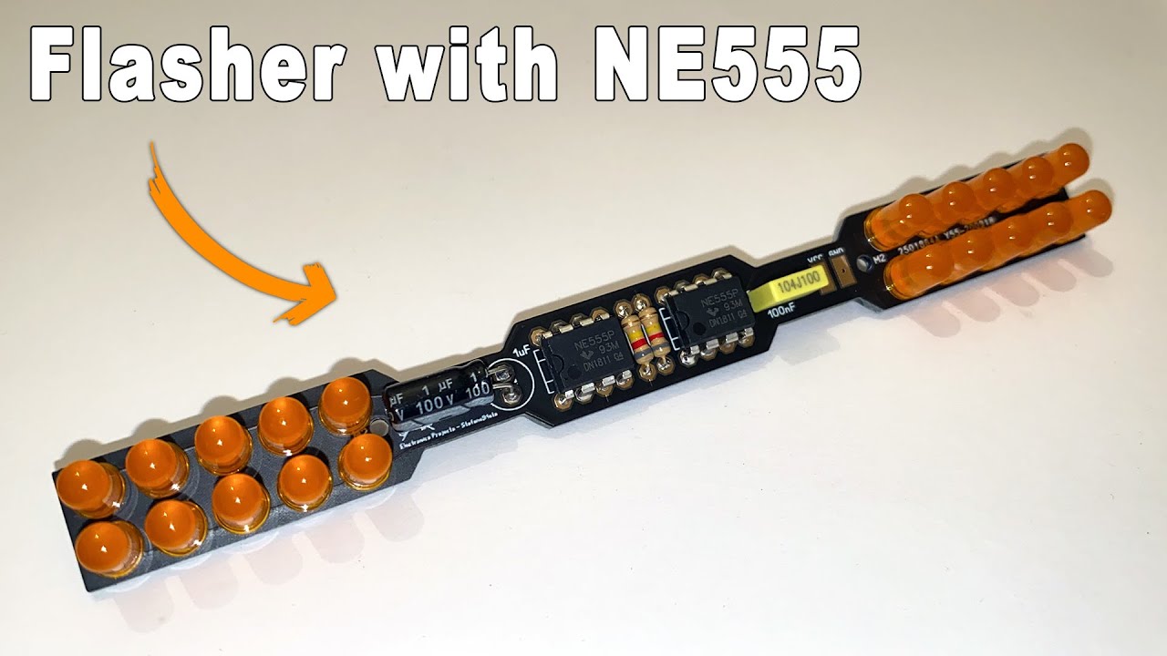 Orange LED Flashing Light with NE555 on DIY PCB - YouTube
