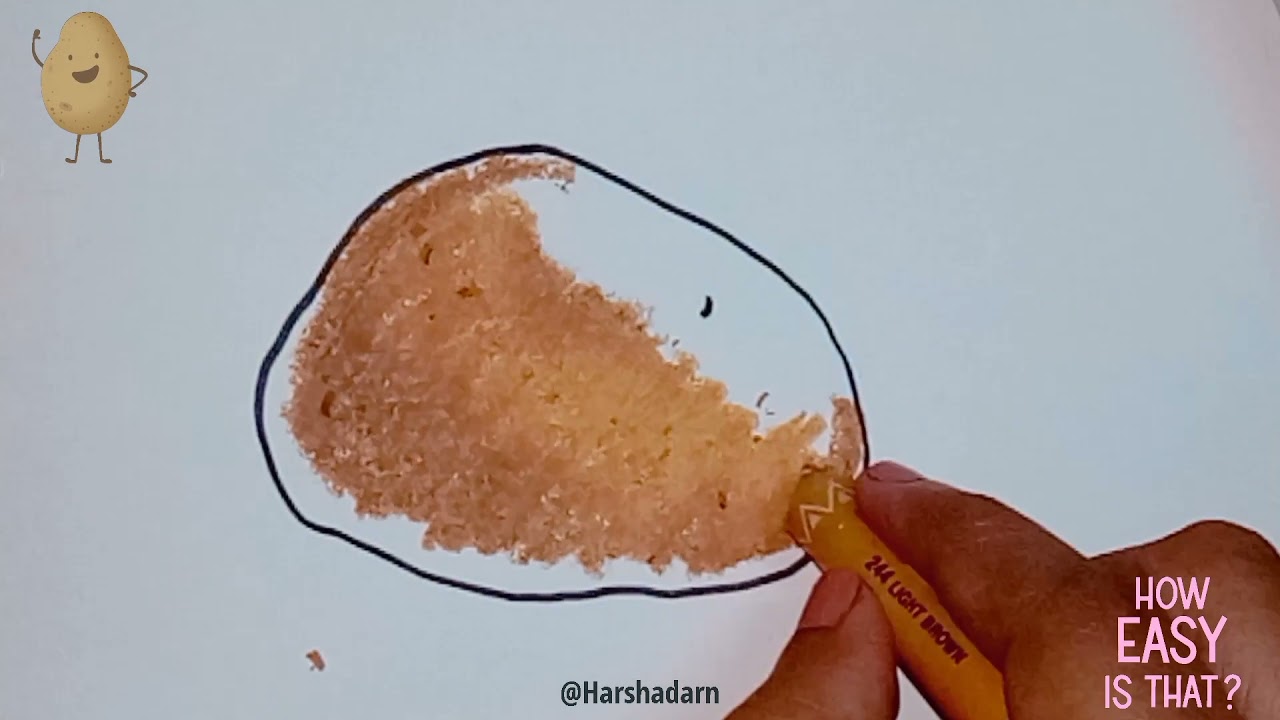 How to colour Potato with 2 shades of Oil pastels : Kids Drawing - YouTube