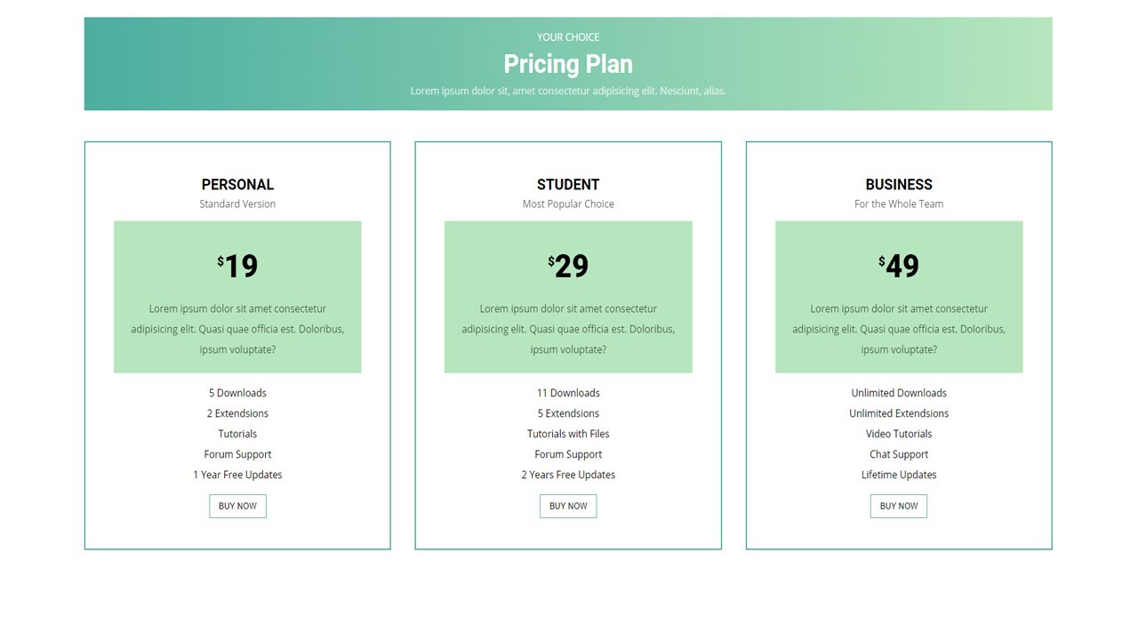 Create This Simple Responsive Pricing Section Pure Html And Css Youtube 0543